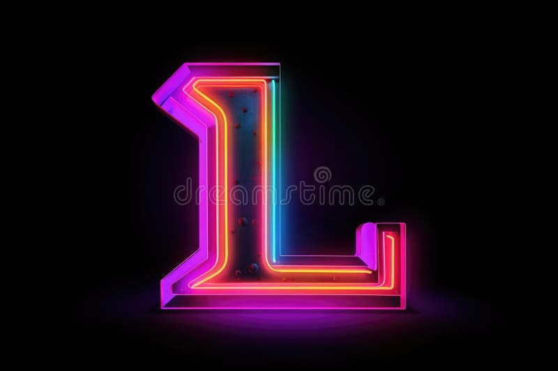 Letter L, Retro 80s Neon Style, on White Background Stock Image - Image ...