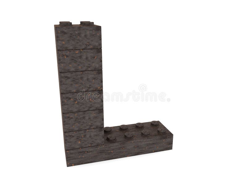 Letter L from Rusty Metal Toy Bricks Stock Illustration - Illustration ...
