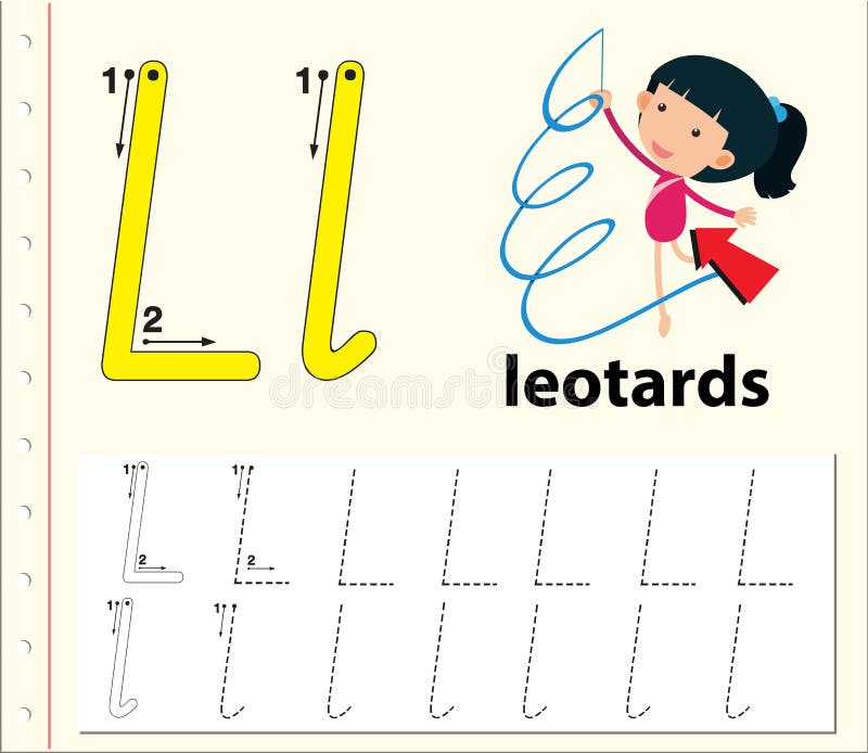 Letter L Tracing Alphabet Worksheets Stock Vector - Illustration of ...