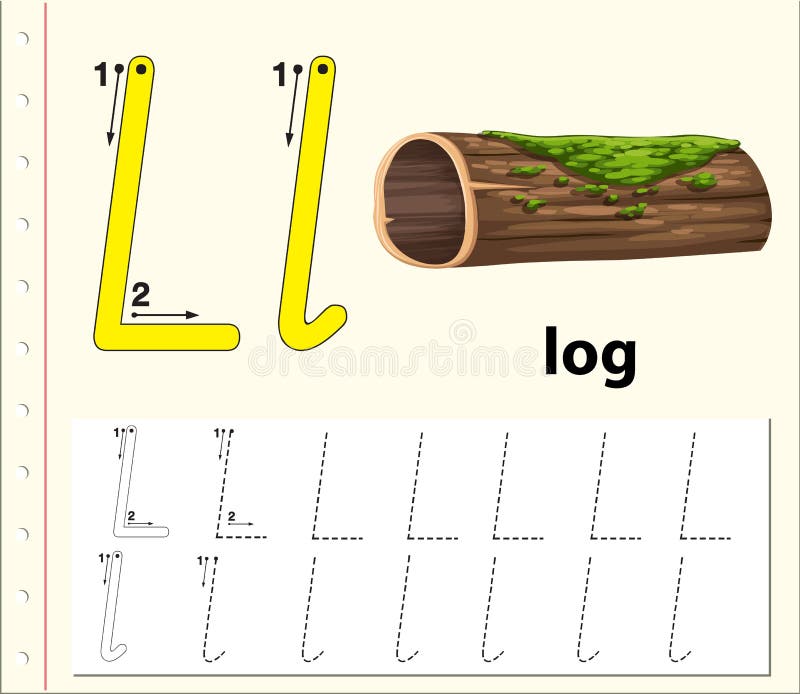 Letter L Tracing Alphabet Worksheets Stock Vector - Illustration of ...