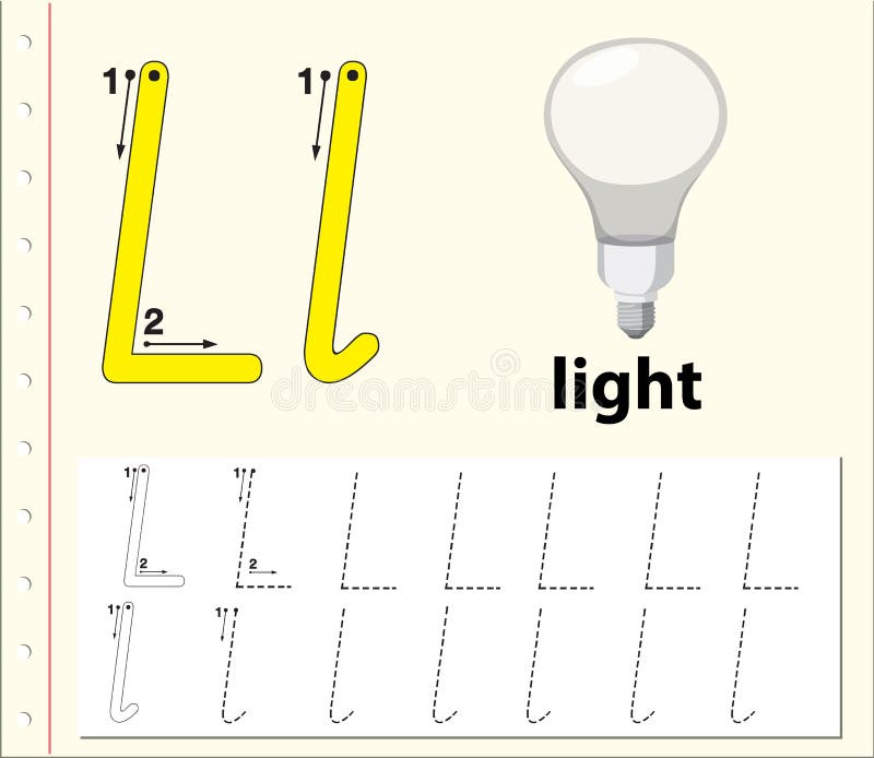 Letter L Tracing Alphabet Worksheets Stock Vector - Illustration of ...