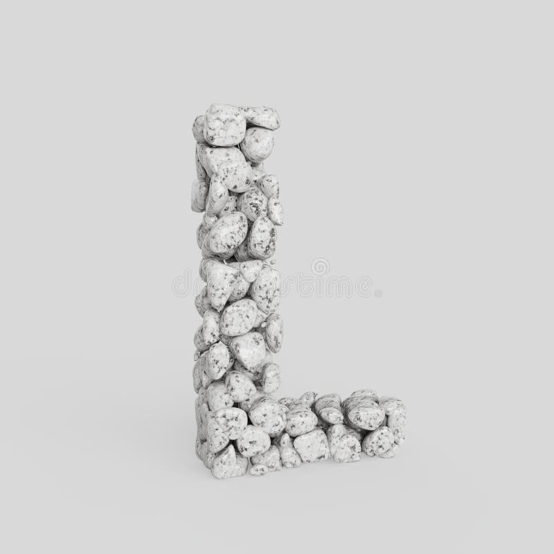 Upper Case Letter L Made of Smooth Stones on a White Background Stock ...