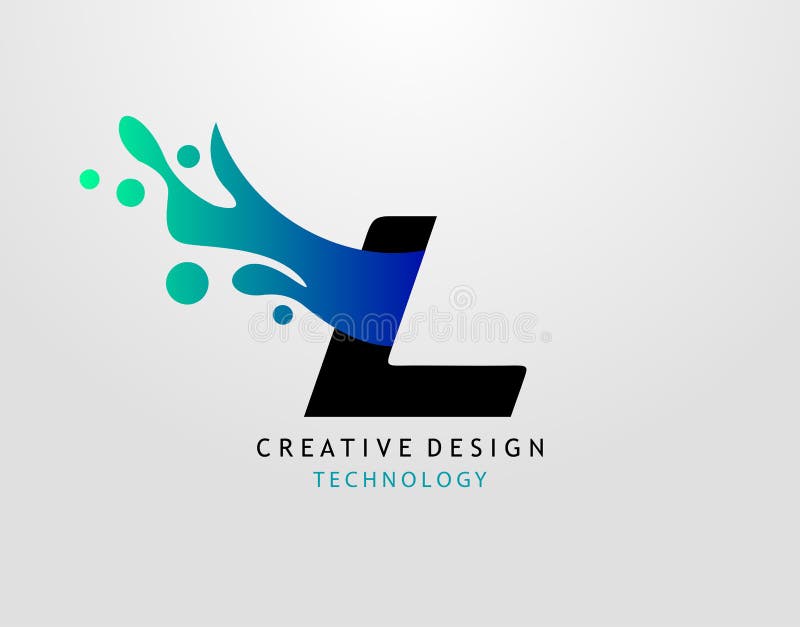 Letter L Water Splash Logo. Modern Techno Alphabet Splatter Icon ...