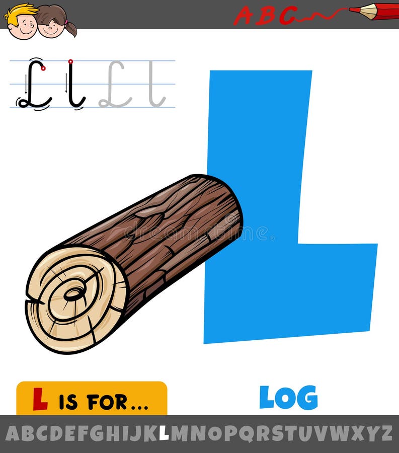 Letter L Worksheet with Cartoon Log Stock Vector - Illustration of page ...