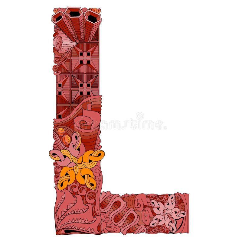 Letter L Zentangle. Vector Decorative Object Stock Vector ...
