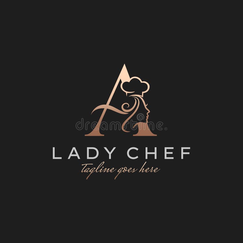 Letter a Lady Chef, Initial Beauty Cook Logo Design Vector Stock Vector ...
