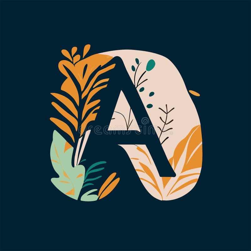 Letter a with Leaves and Branches. Vector Illustration in a Flat Style ...