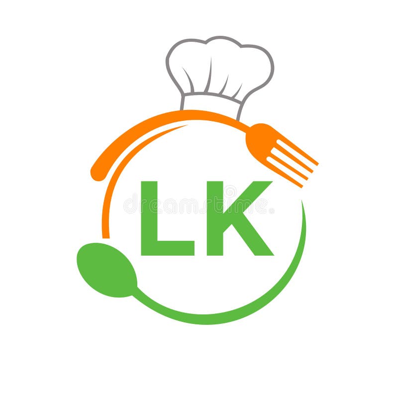 Letter LK Restaurant Logo with Chef Hat Spoon and Fork Template ...