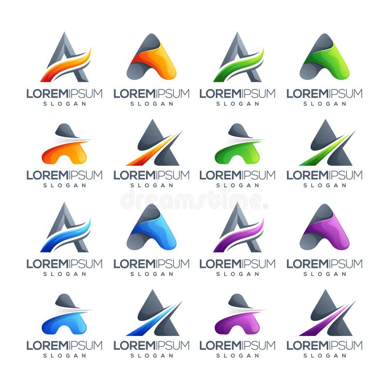 Letter a Logo Set Ready To Use Stock Vector - Illustration of modern ...