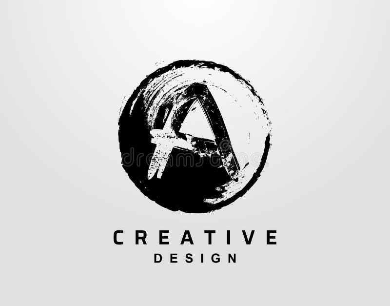A Letter Logo with Circle Grunge Element. Retro Circle Splatter Logo ...