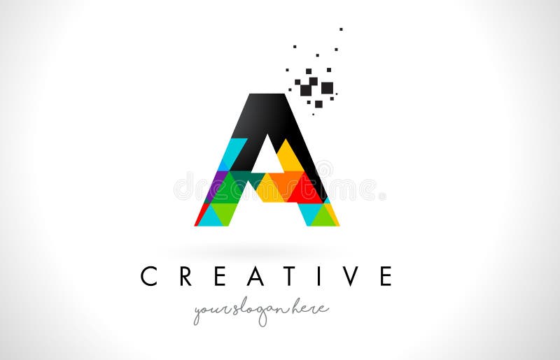 A Letter Logo with Colorful Triangles Texture Design Vector. Stock ...