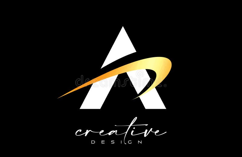 A Letter Logo Design with Creative Golden Swoosh. Letter a Initial Icon ...