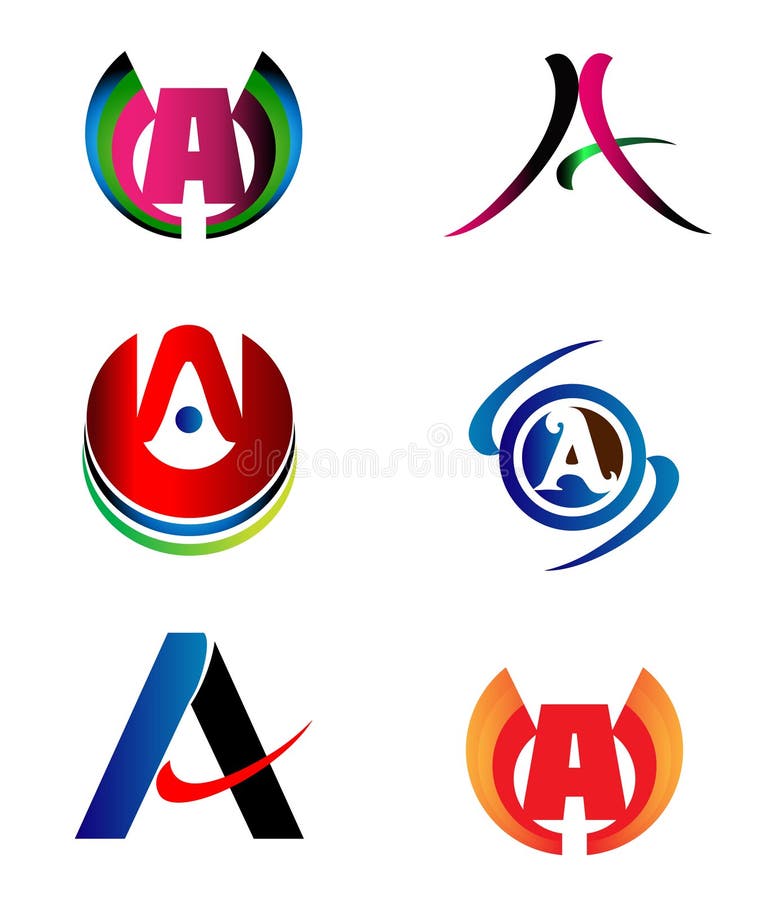 Letter a Logo Design Sample Icon Set Stock Illustration - Illustration ...