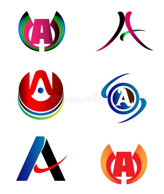 Letter a Logo Design Sample Icon Set Stock Illustration - Illustration ...