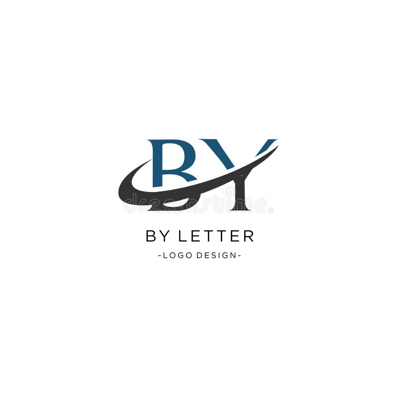 By Letter Logo Design with Serif Font and Swoosh Vector Illustration ...