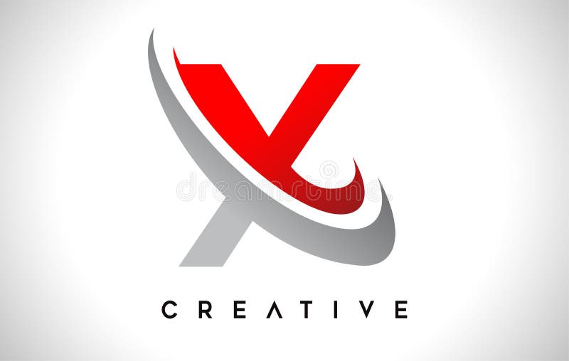 Letter X Logo. X Letter Design Vector with Red Gray Swash Vector Stock ...