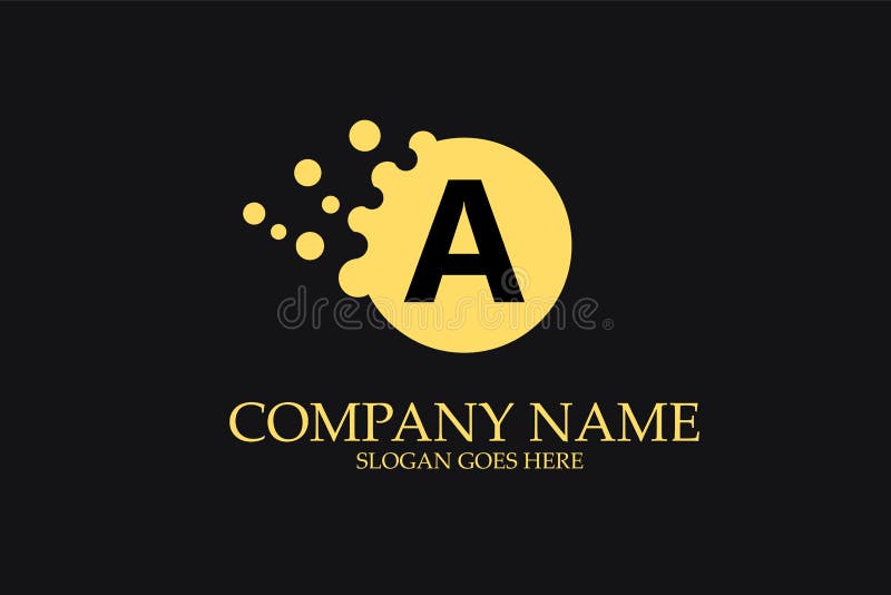 A Letter Logo Design with Yellow Dots Stock Vector - Illustration of ...
