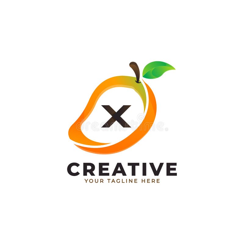 Letter X Logo in Fresh Mango Fruit with Modern Style. Brand Identity ...