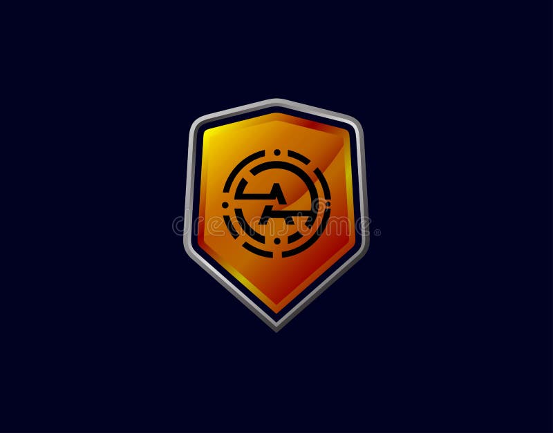 A Letter Logo with Gear Circle Pixel and Modern Shield Design. Security ...