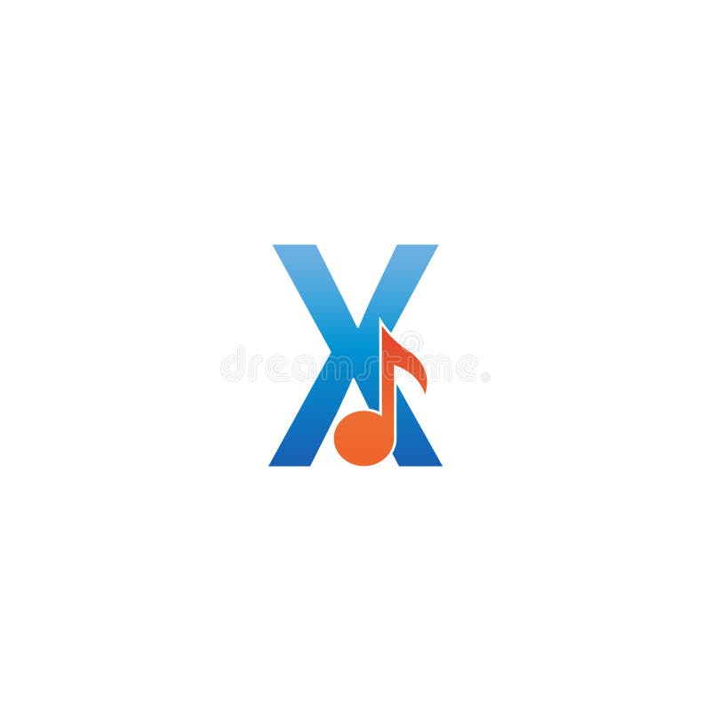 Letter X Logo Icon Combined with Note Musical Design Stock Vector ...