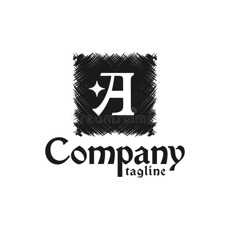 Letter a Logo Inside a Square with a Sketch Style. Fashion Logo ...