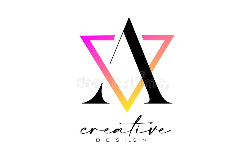 Letter a Logo Inside a Triangle with Creative Cut Design Stock Vector ...