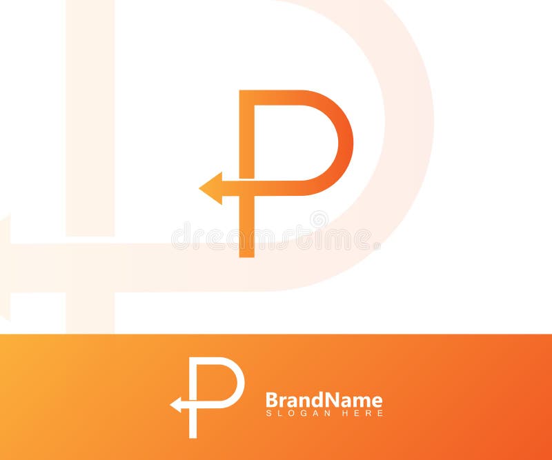 The Letter Logo P with a Backward Arrow Element that Indicates the ...