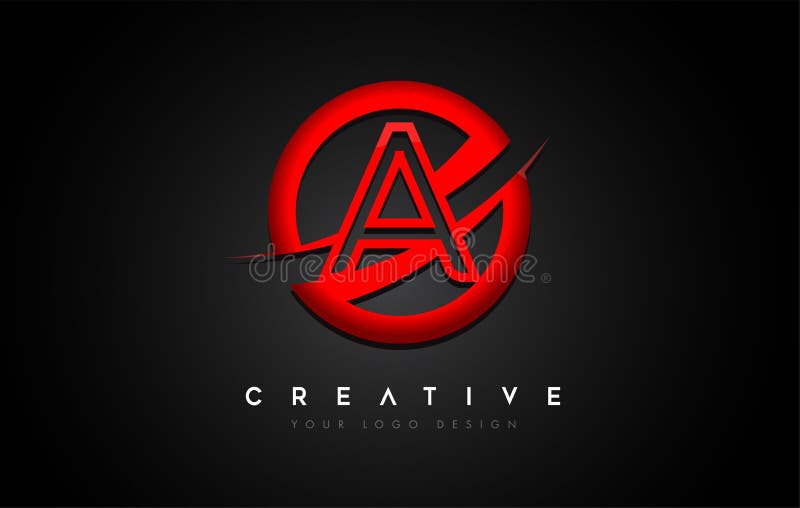 Letter a Logo with a Red Circle Swoosh Design. Creative Uppercase ...