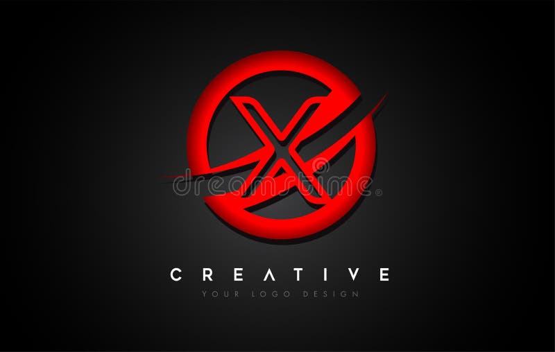 Letter X Logo with a Red Circle Swoosh Design. Creative Uppercase ...