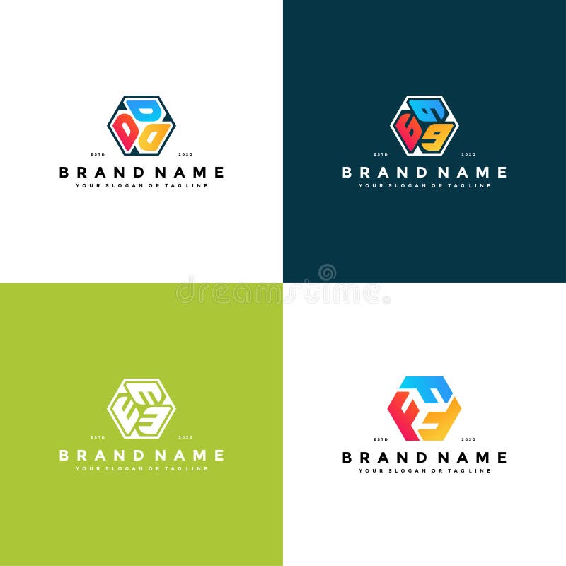 Letter Logo Set Hexagon Initial Logo Design Vector Stock Vector - Illustration of graphics, name ...