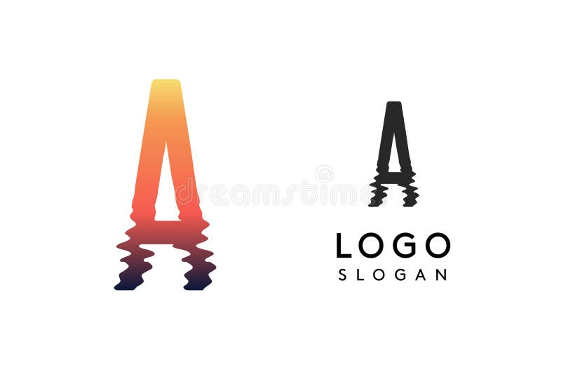 Letter a Logo Template, Sunset Reflection on Water or Sunset Path ...