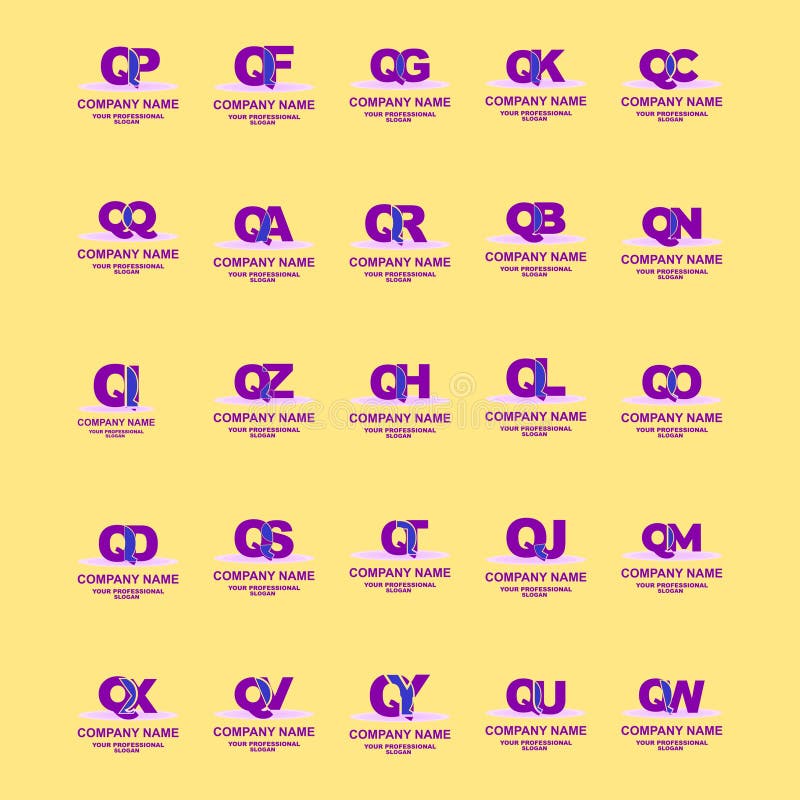 Letter Logo Two Letters. Set of 25 Pieces Stock Illustration ...