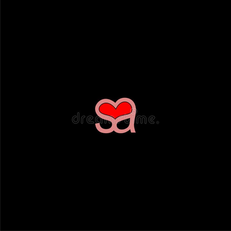 Letter Love SA Logo Design Icon Isolated on Dark Background Stock ...