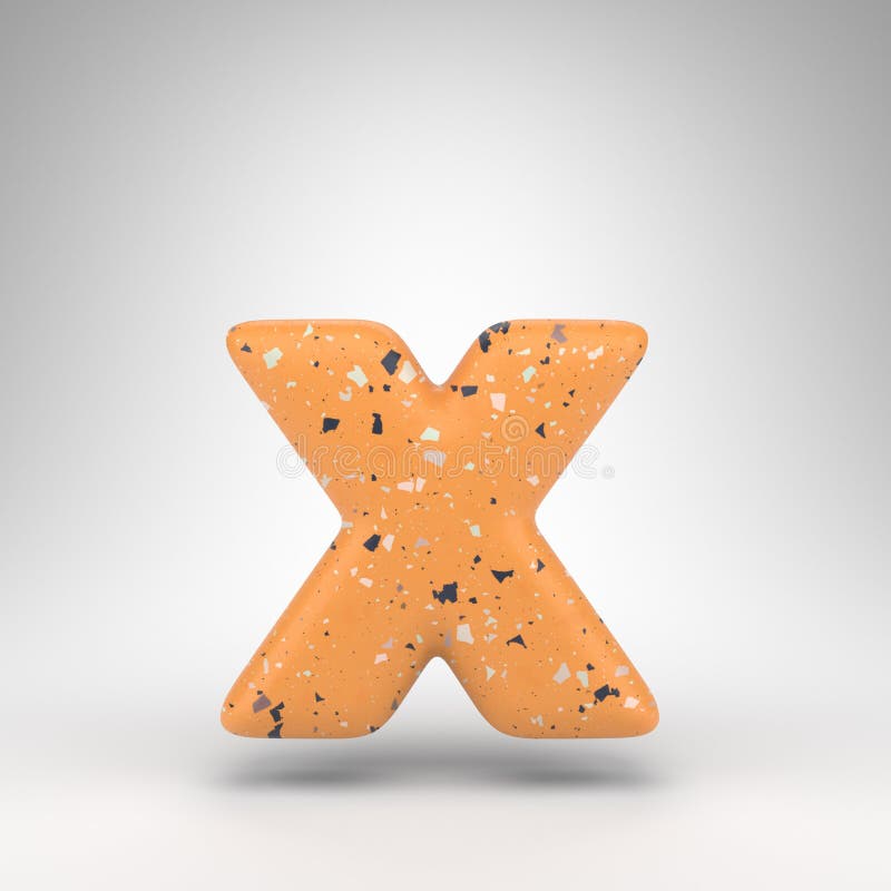 Letter X Lowercase on White Background. 3D Letter with Orange Terrazzo ...
