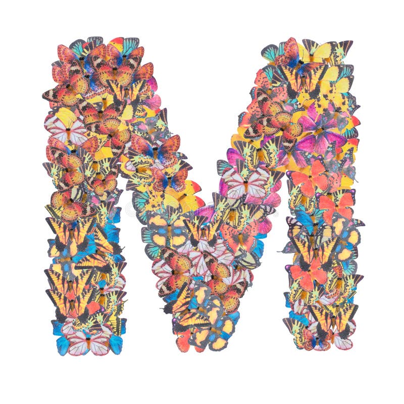 Letter M Alphabet with Butterfly Stock Illustration - Illustration of ...