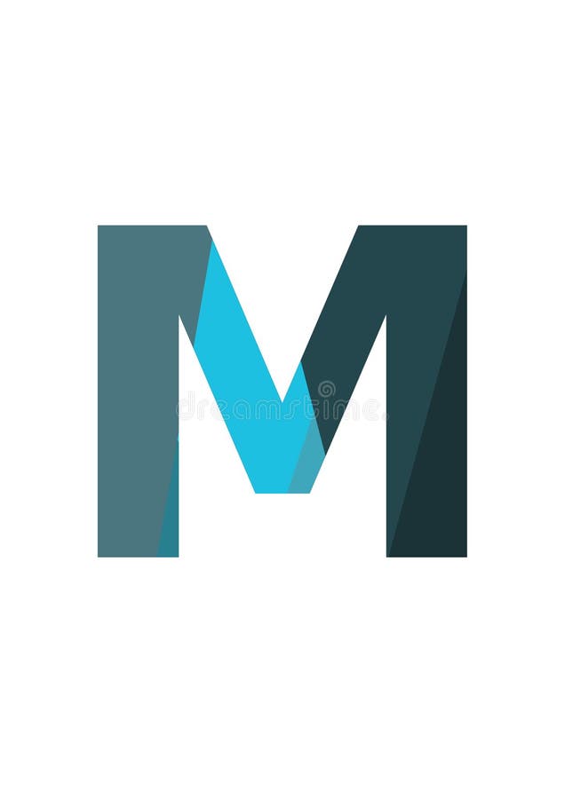 Letter M of the Alphabet Made with Dark and Light Blue Plane Figure ...