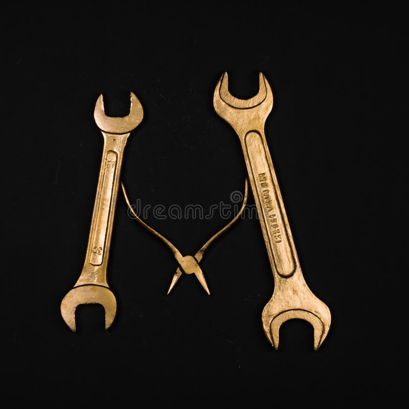 Letter M Alphabet Made Golden Repair Tools Stock Photos - Free ...