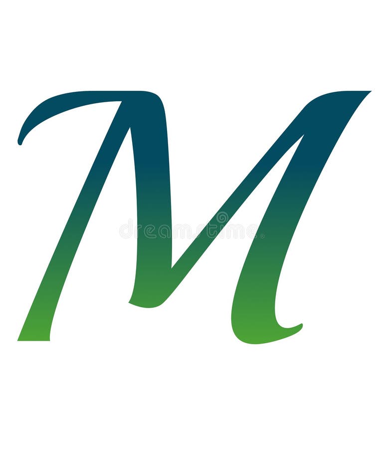 Letter M of the Alphabet Made with Green and Blue Gradient Stock ...