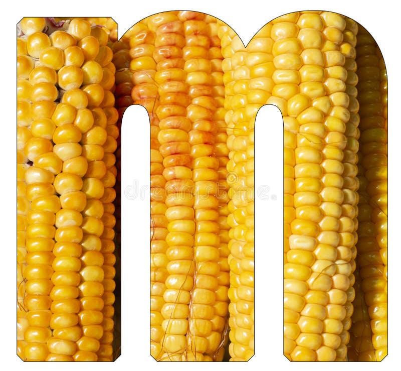 Letter M of the Alphabet, with Texture of Corn Stock Photo - Image of ...