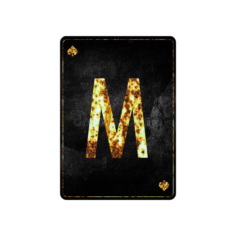Letter M. Alphabet on Vintage Playing Cards. Isolated on White ...