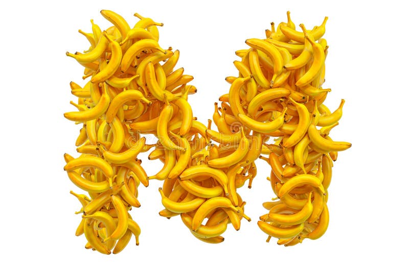 Letter R from Bananas, 3D Rendering Stock Illustration - Illustration ...