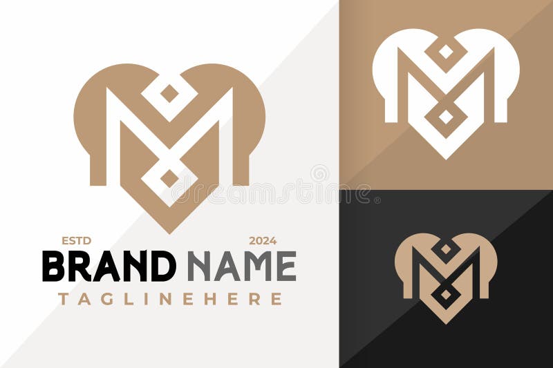 Letter M Beauty Heart Logo Icon Vector Design Stock Vector ...