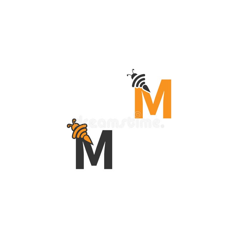 Letter M Bee Icon Creative Design Logo Stock Vector - Illustration of ...