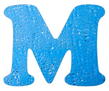 Letter M, Blue Water Drops - White Background Stock Image - Image of ...