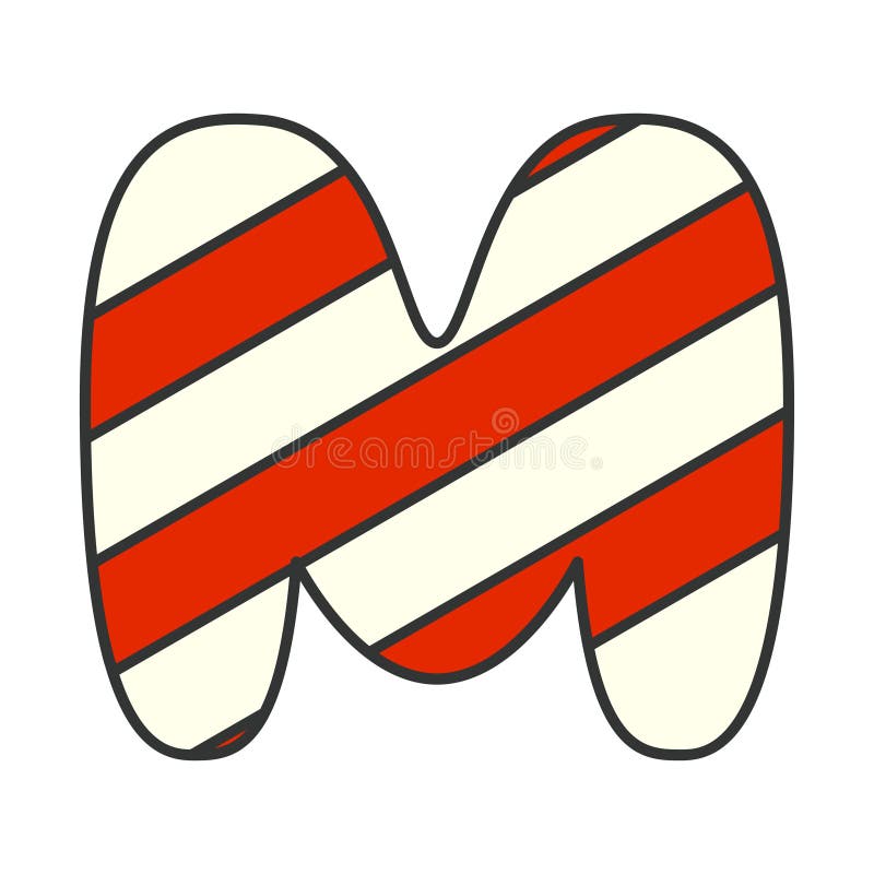 Letter M Candy Cane, Vector Illustration Stock Vector - Illustration of ...