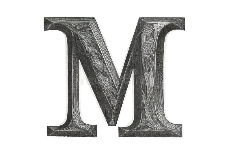 Letter M, Chalkboard Style, on White Background Stock Illustration ...
