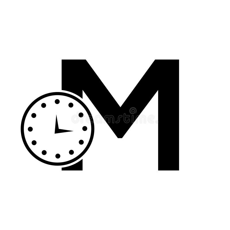 Letter M Clock Logo Design Vector Template Stock Vector - Illustration ...