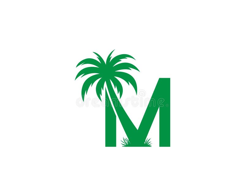 Letter M with Coconut and Palm Tree Logo Design. Stock Vector ...