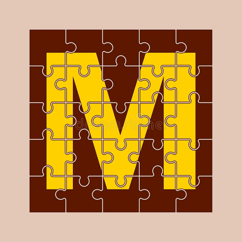 Letter M Composed of Puzzle Pieces Stock Illustration - Illustration of ...