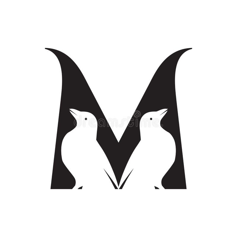 Letter M with Crow Logo Design Concept Stock Vector - Illustration of ...
